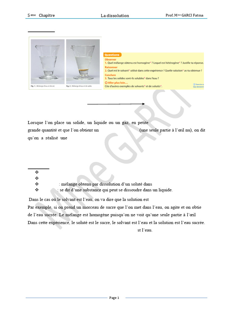 Soluté Solvant Solution-5eme | PDF
