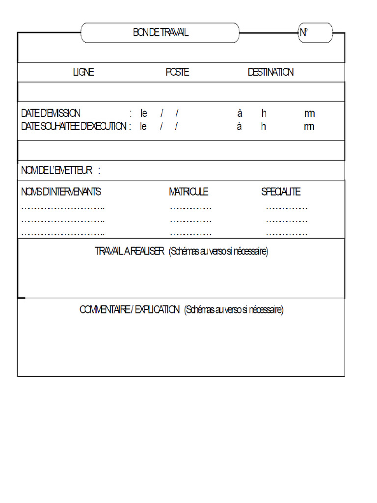 Exemple de Bon de Travail | PDF
