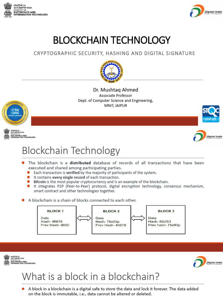 Blockchain Cryptographic Security, Hashing and Digital Signature | PDF
