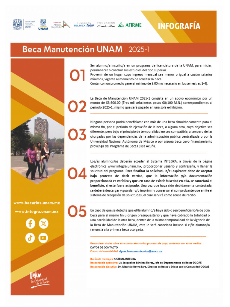 Infografia Beca Manutencion Unam 2025 1 | PDF