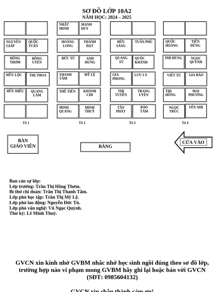Mau So Do Lop Hoc 4 Day | PDF