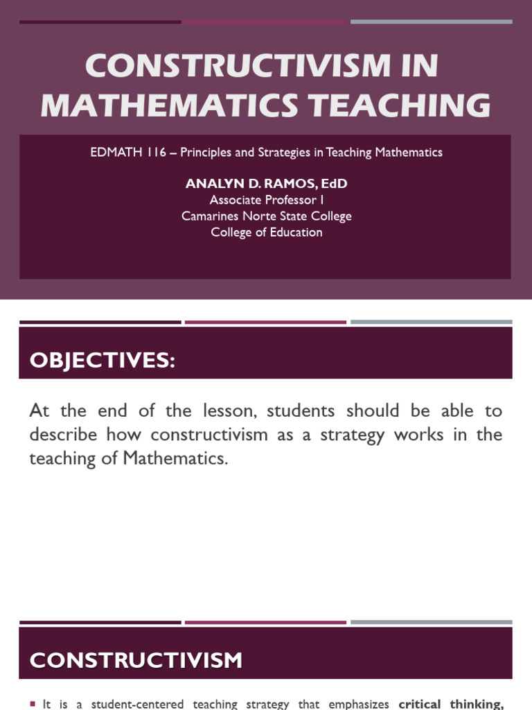 Constructivism in Mathematics Teaching | PDF