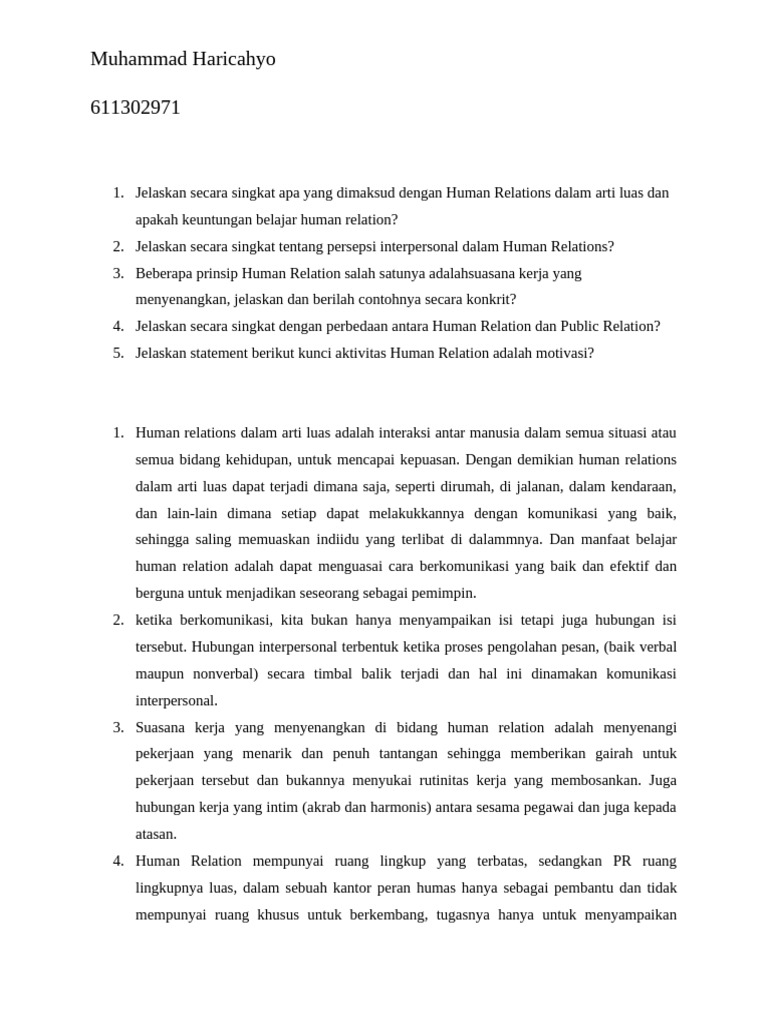 UTS Human Relation | PDF