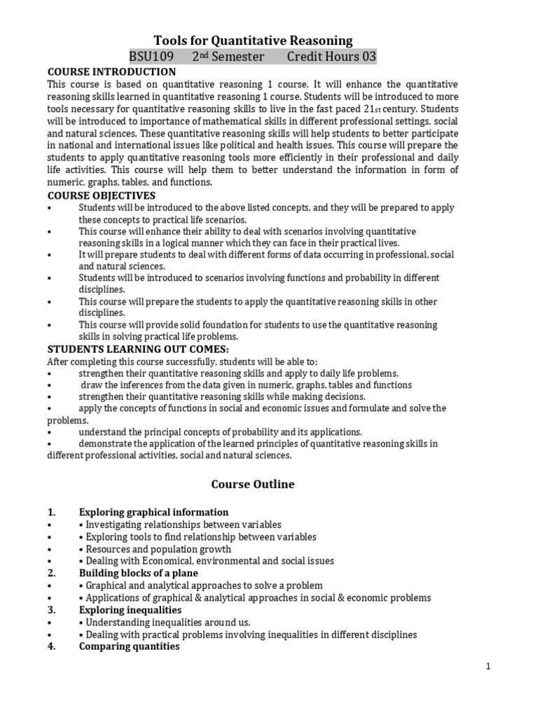 Advanced Quantitative Reasoning Course | PDF | Mathematics | Social Science
