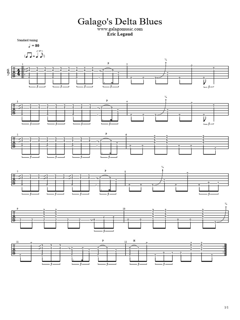 Galagos Delta Blues | PDF | Guitar Family Instruments | Irish Musical ...