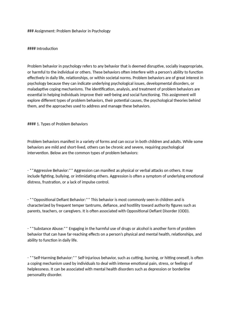 Study of Problem Behaviors Under Psychology | PDF