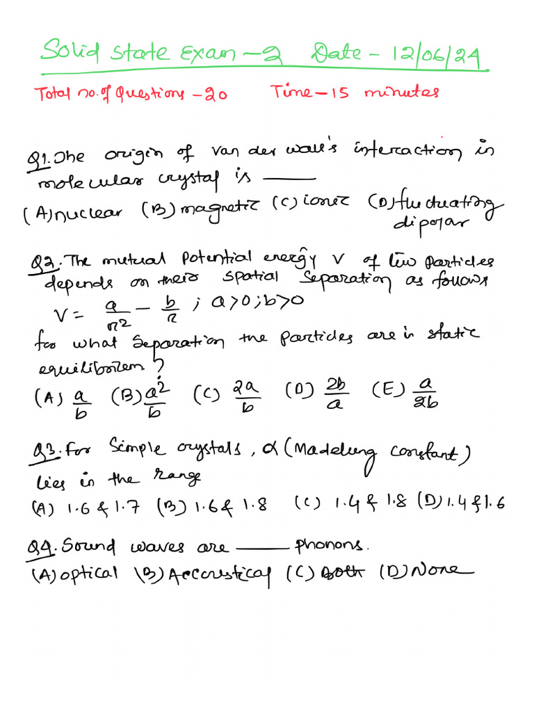 Solid State Exam-2 120624 | PDF