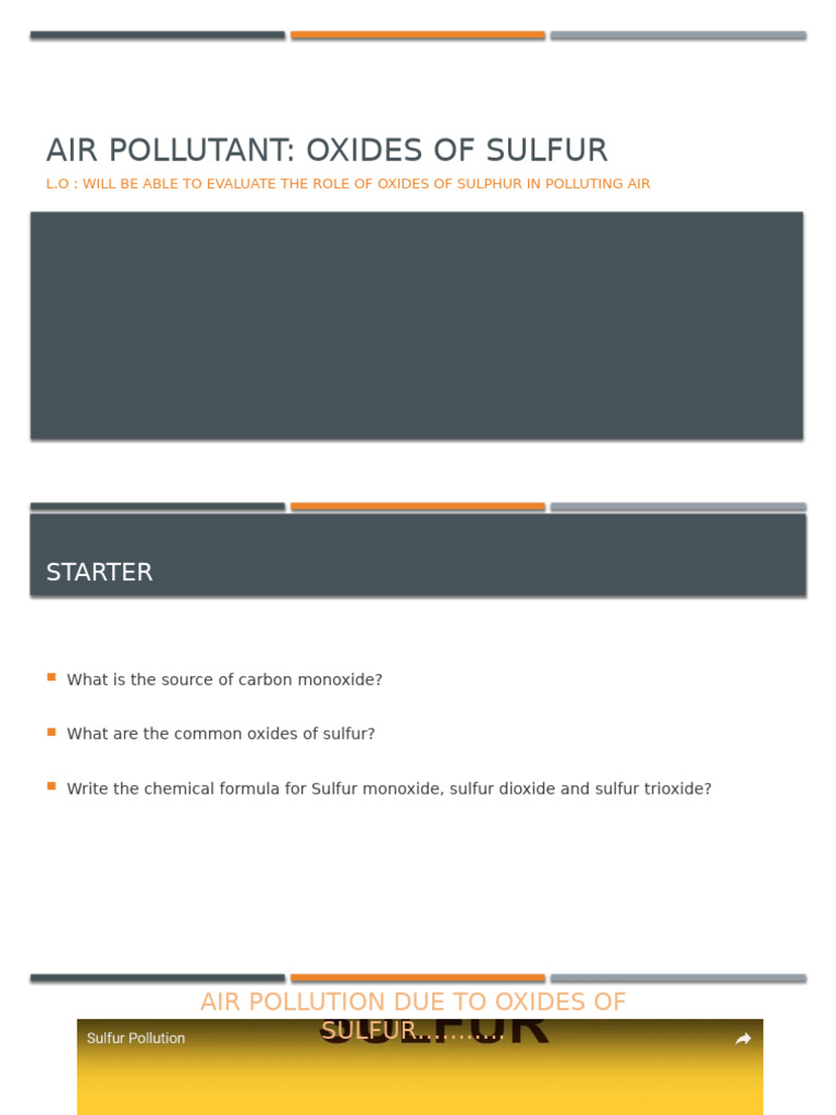 Air Pollutant - Oxides of Sulfur | PDF