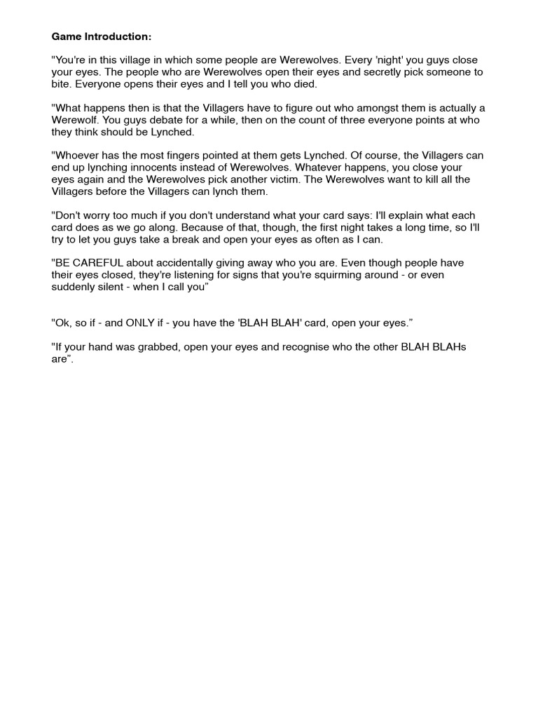 Werewolf Script | PDF