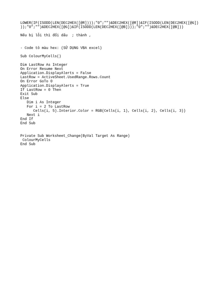 Code Chuyển Đổi Từ RGB Sang HEX | PDF