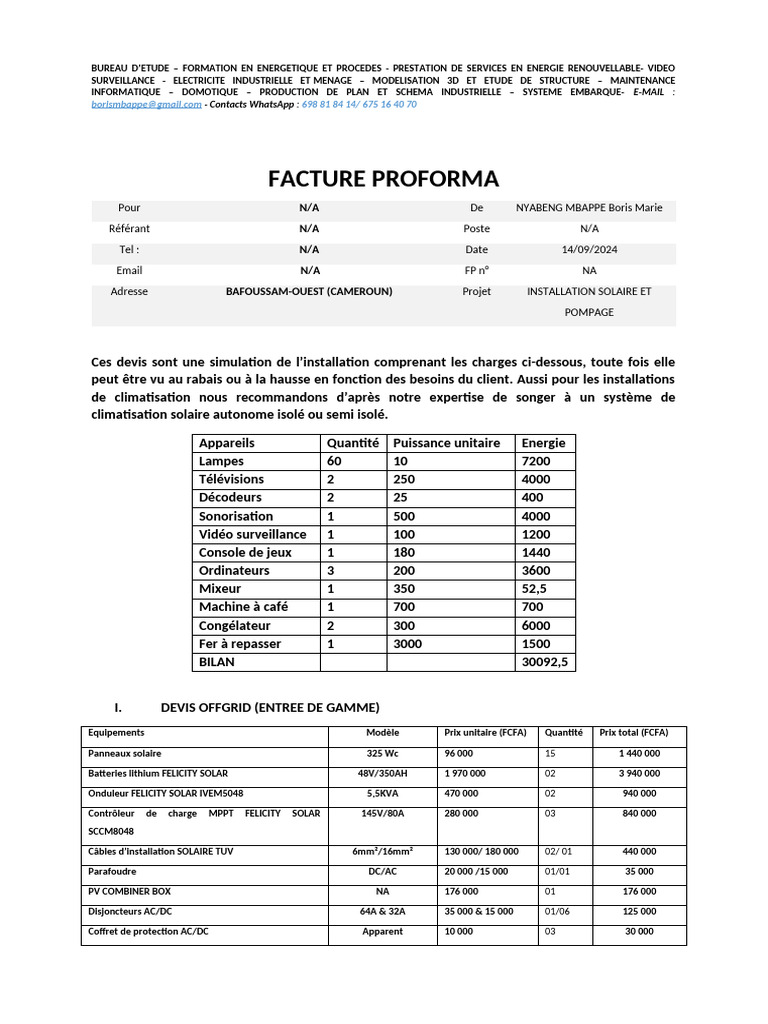 Facture Proforma | PDF
