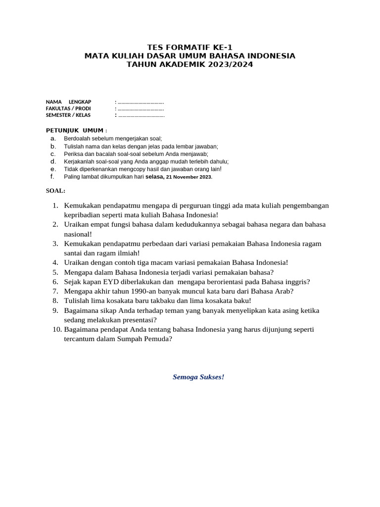 Tes Formatif. | PDF