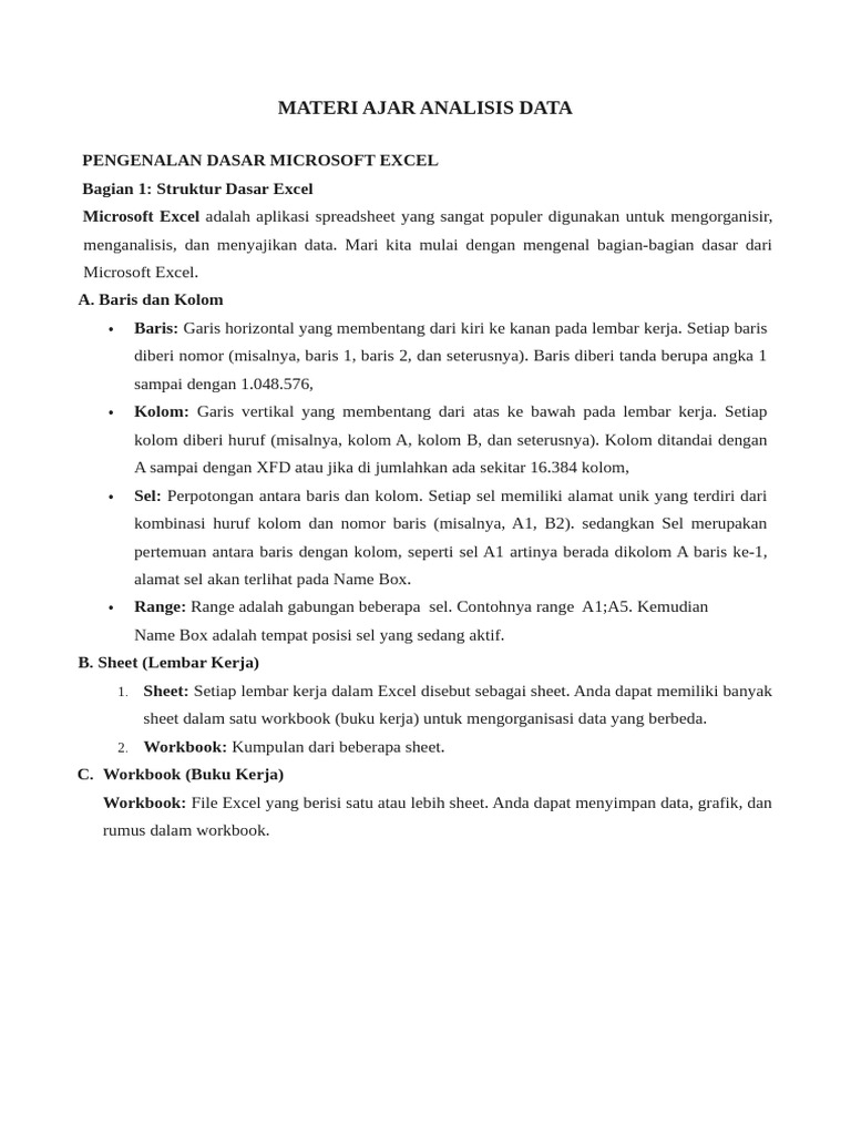 Materi Ajar Analisis Data 1 | PDF