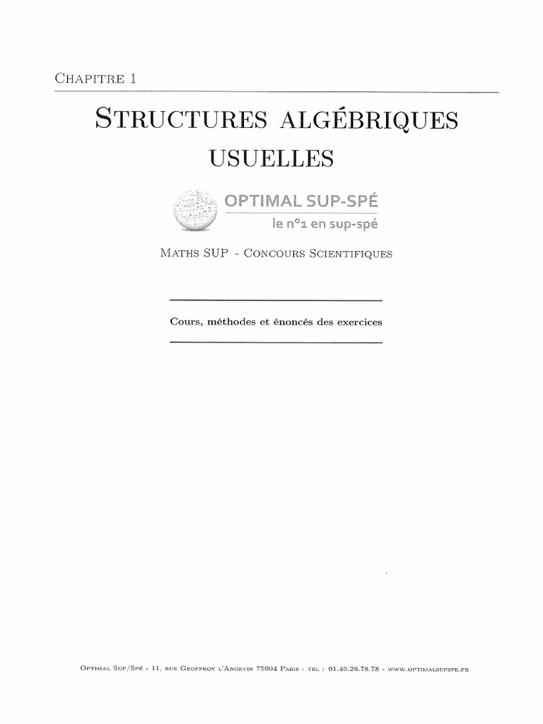 Structures Algebriques. Exercices | PDF