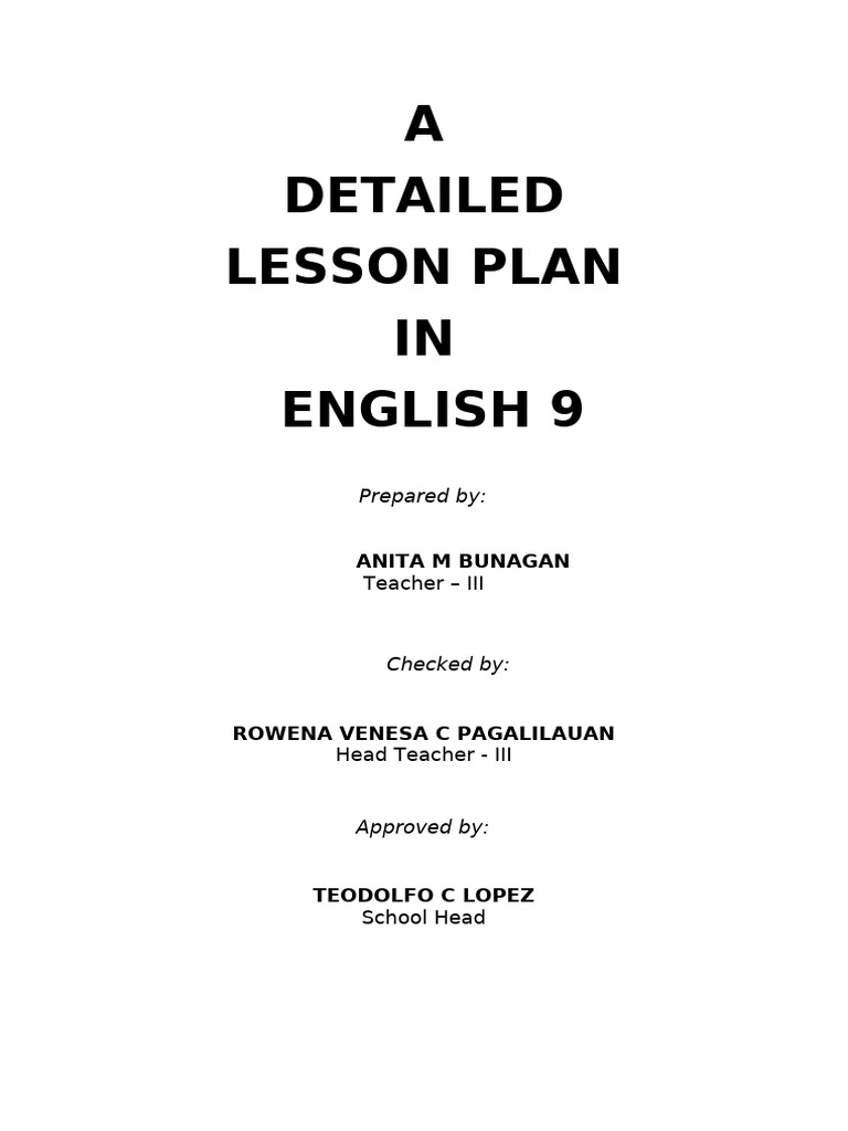 A Detailed Lesson Plan | PDF