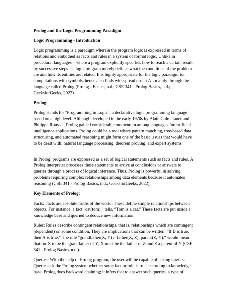 Prolog Logic Programming Writeup | PDF Prolog Logic Programming Writeup | PDF