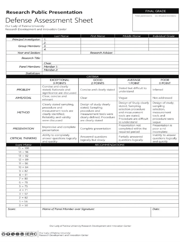 Grading Sheet | PDF