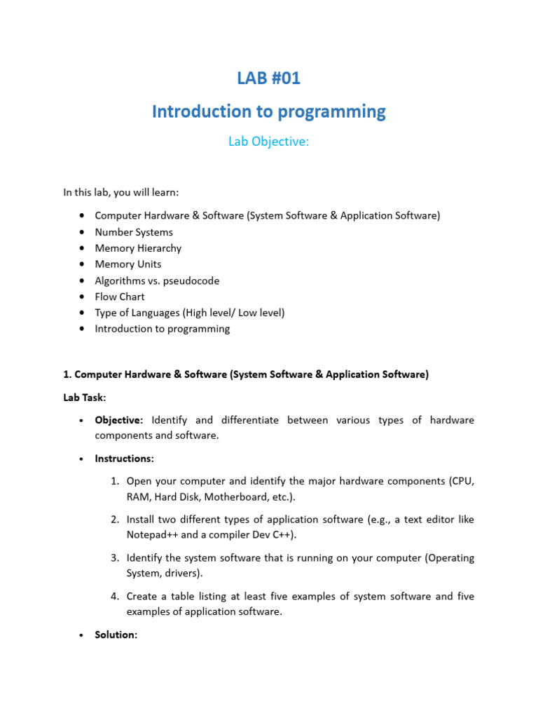 Lab1 - Introduction To Programming | PDF
