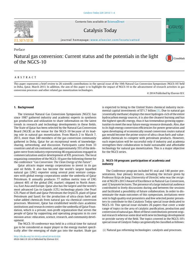 Natural Gas Conversion - Current Status and The Potentials in The Light ...