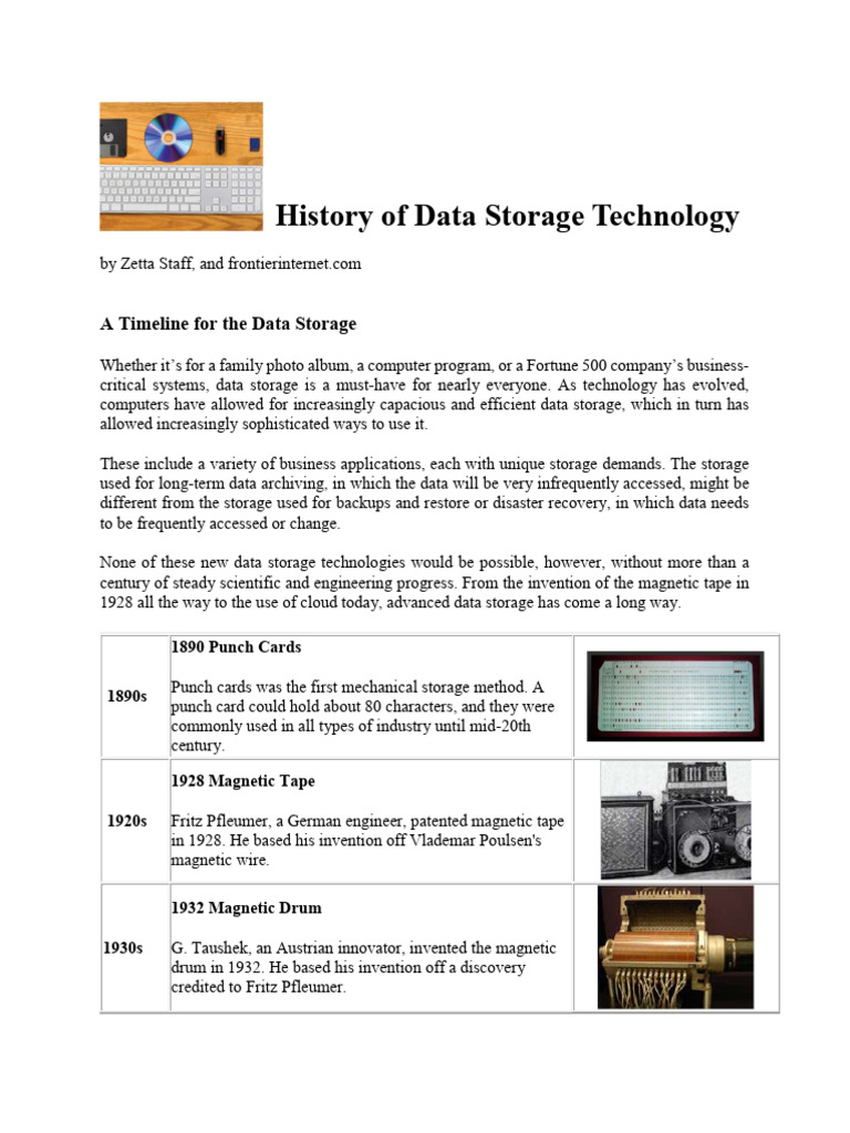 History of Data Storage Technology | PDF