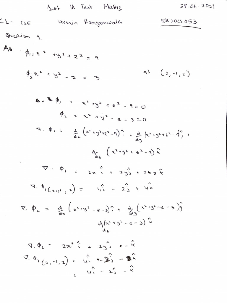 C1-CSE - 1OX20CS053 Maths - 1IA | PDF