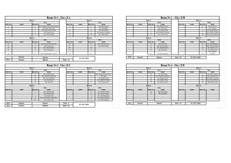 Seating Plan 19-09-2024 (X - XII) | PDF