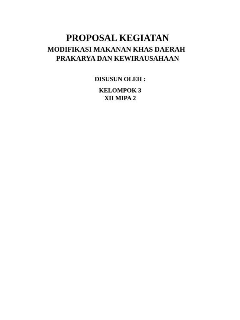 Proposal PKWU. KLP 3-2 | PDF | Southeast Asian Cuisine