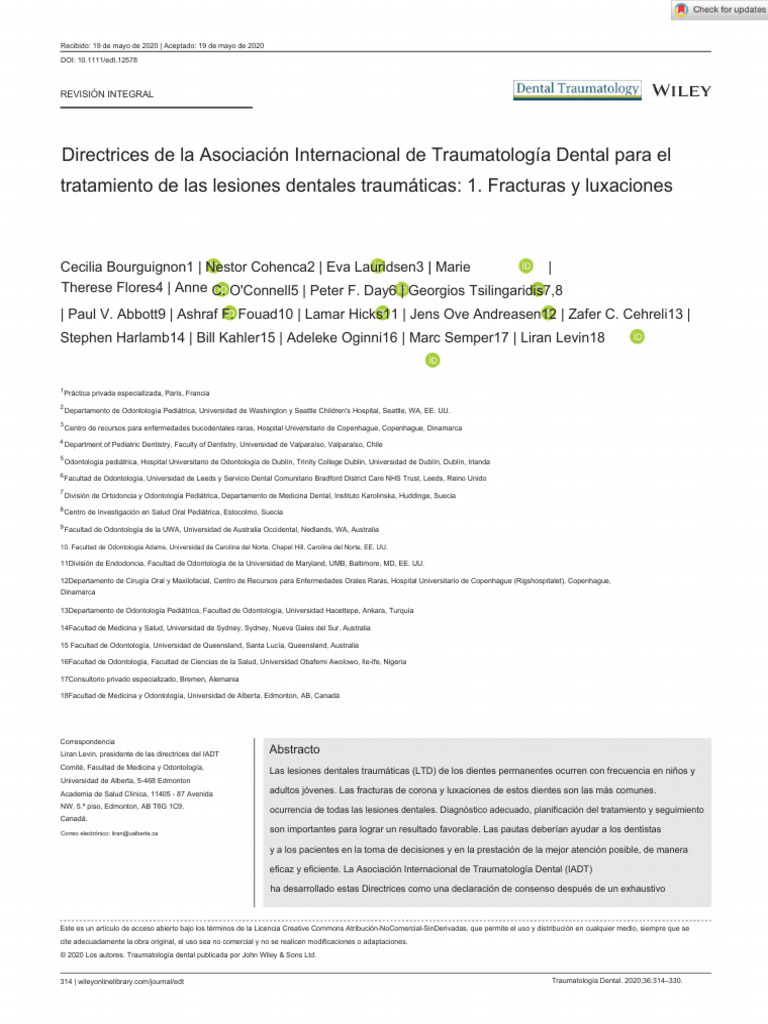 Dental Traumatology - 2020 - Bourguignon - International Association of ...