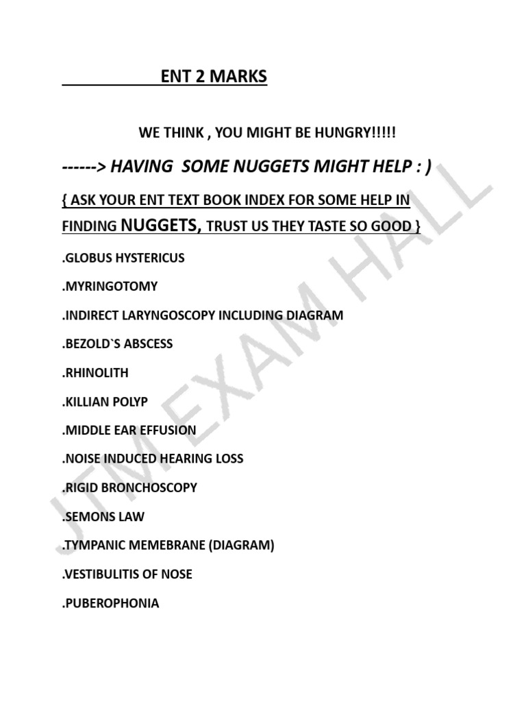 Ent 2 Marks | PDF