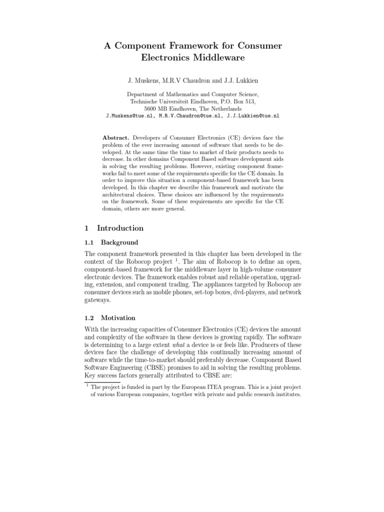 A Component Framework For Consumer Elect | PDF