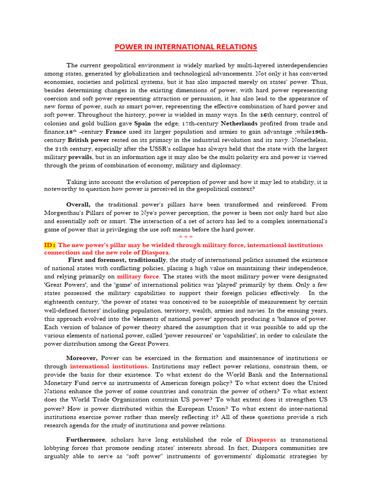 Evolution of Power in International Relations | PDF | Soft Power ...