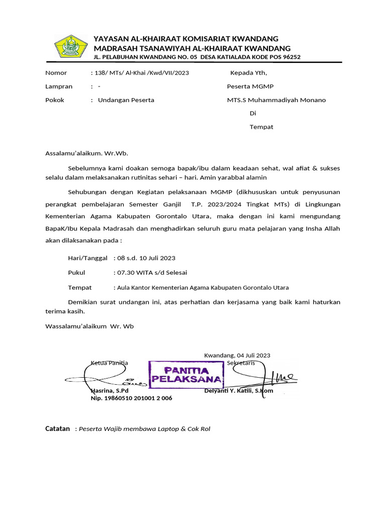 Undangan MGMP | PDF