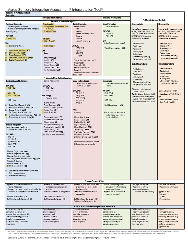 ASI Assessment Interpretation Tool Across The Lifespan 1 2 | PDF