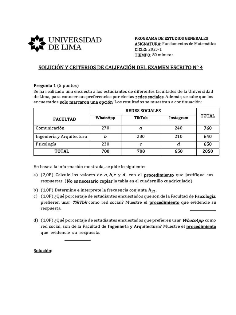 Solucionario EE4 FM 2023-1 | PDF