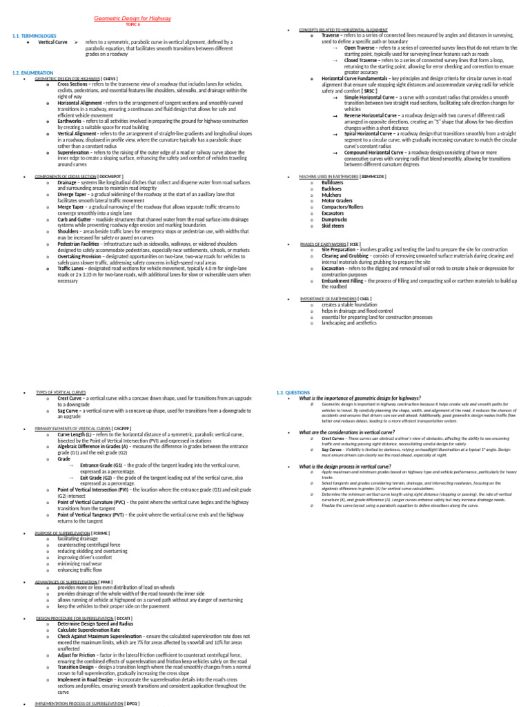 TOPIC 6 - Geometric Design For Highway | PDF | Road | Transport
