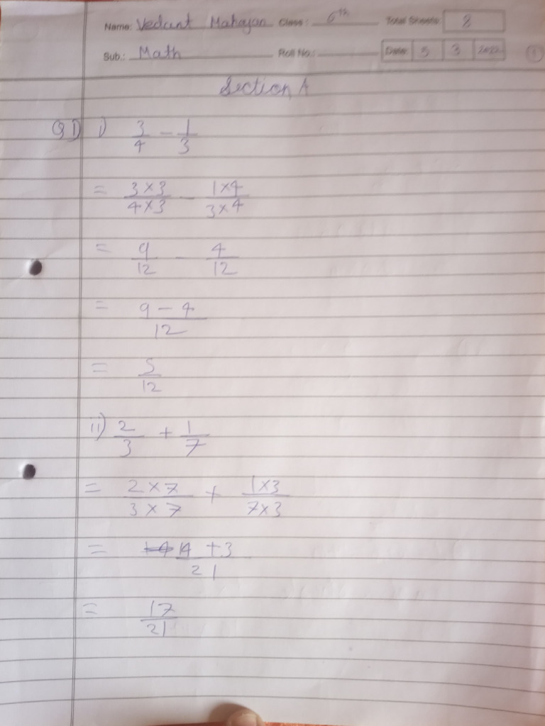 Math Answersheet | PDF