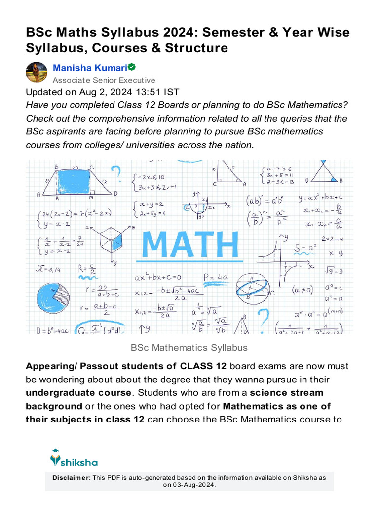 BSC Maths Syllabus 2024: Semester & Year Wise Syllabus, Courses ...
