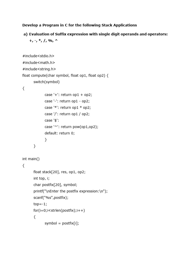 Prog - 5 Evaluation of Suffix and TOH | PDF