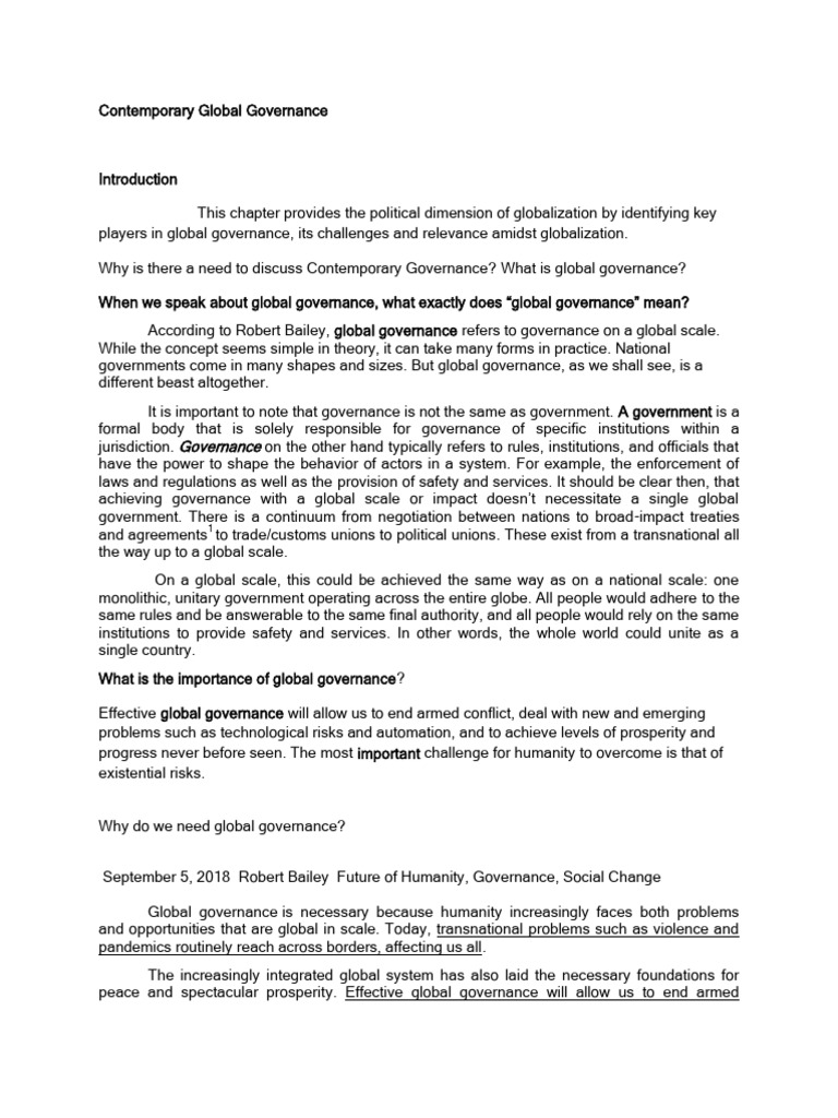 Contemporary Global Governance | PDF