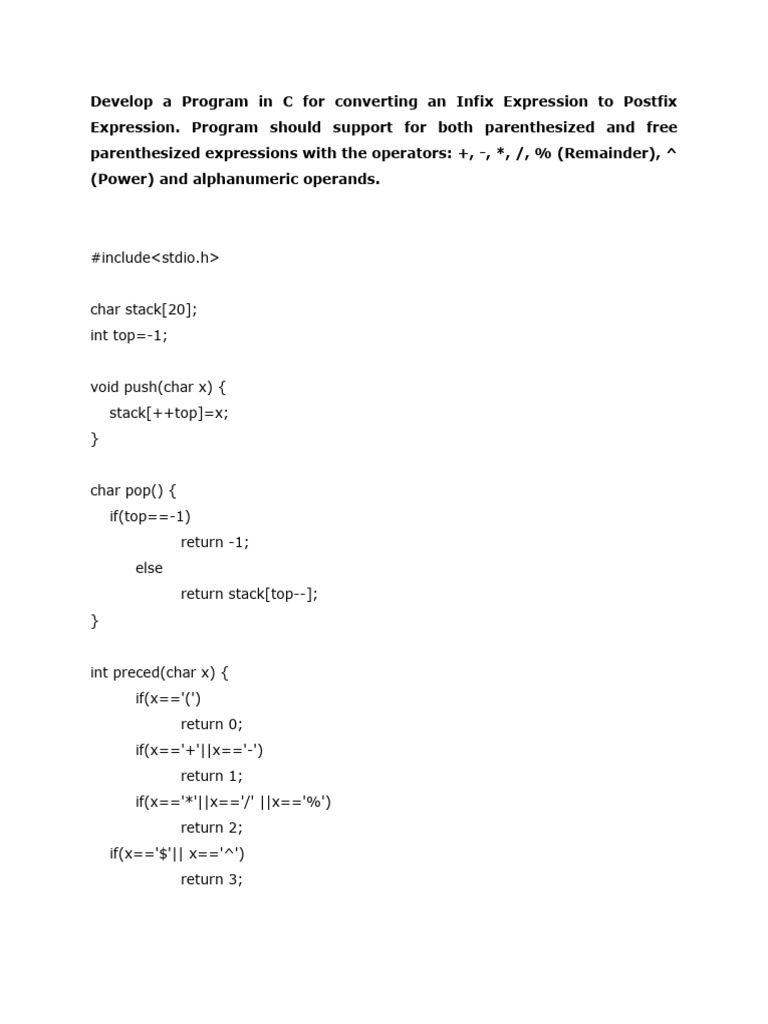 Prog - 4 Infix To Postfix | PDF | Teaching Methods & Materials