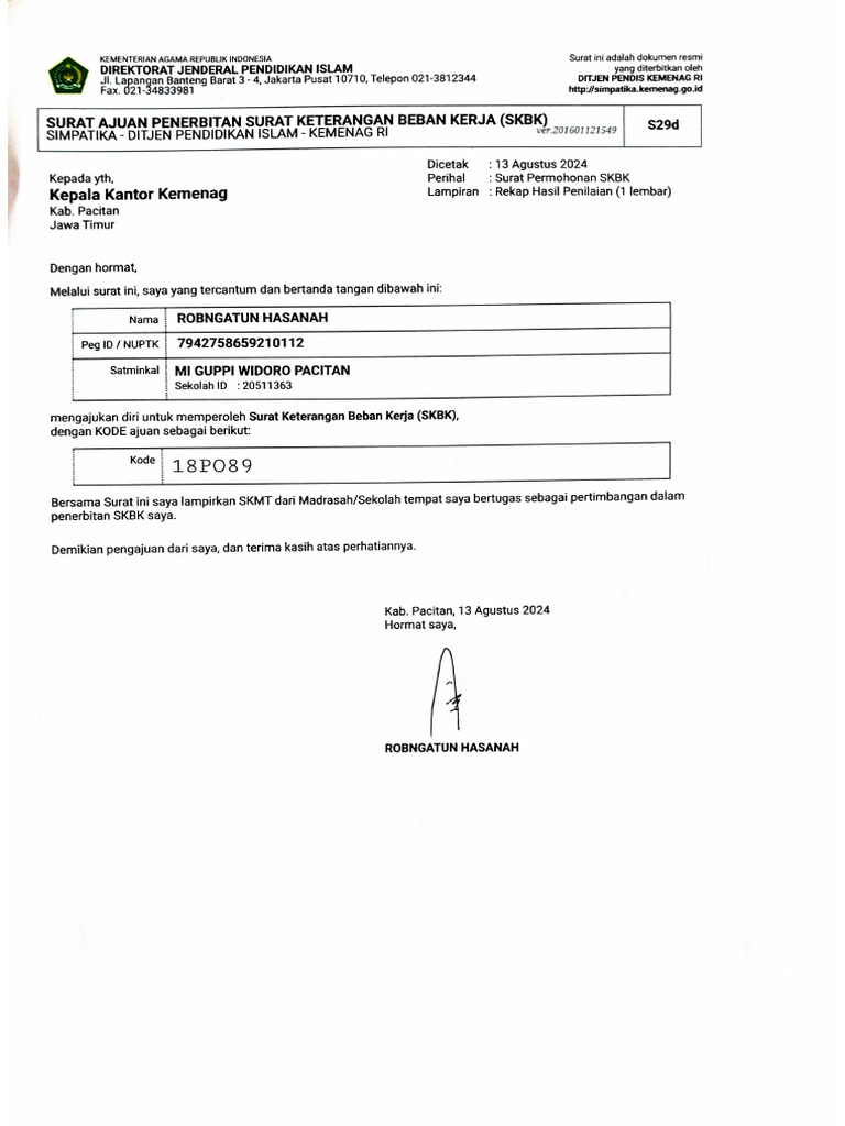 2024 Ajuan SKBK Hasanah | PDF