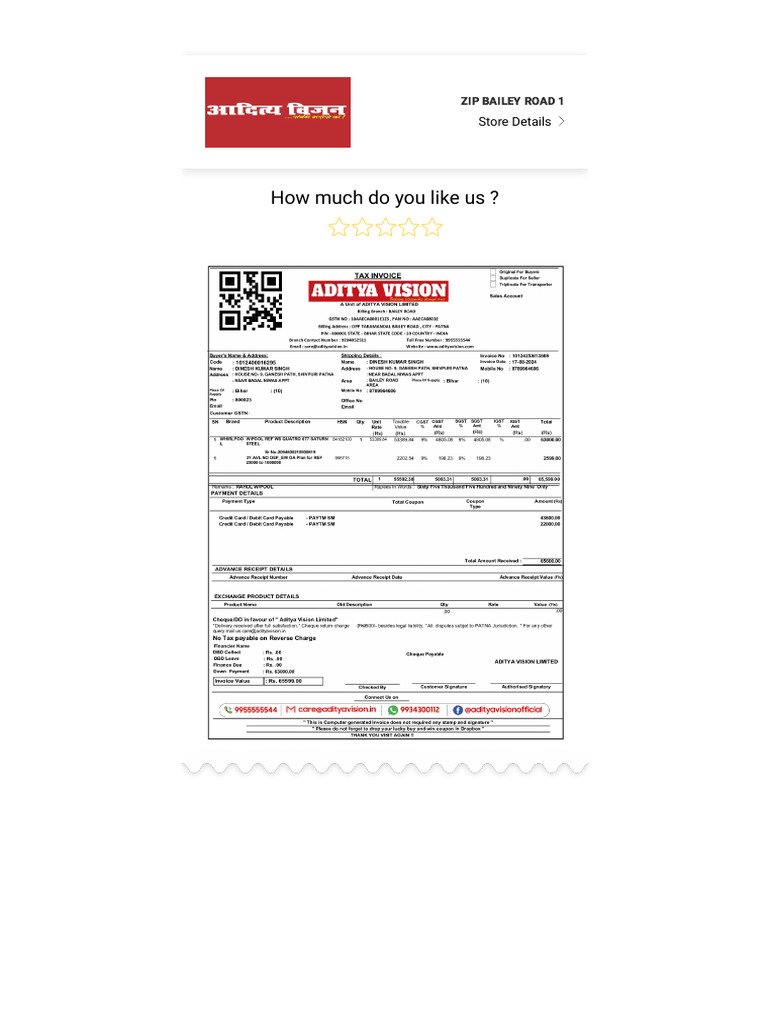 Whirlpool Fridge Bill 17-08-2024 | PDF