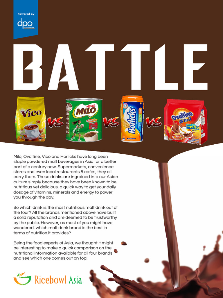 Milo Ovaltine Vico Horlicks Which Is More Nutritious | PDF