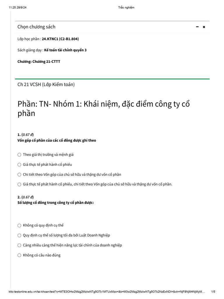 PH N: TN-Nhóm 1: Khái Ni M, C I Mcôngtyc PH N: CH NCH NG Sách | PDF