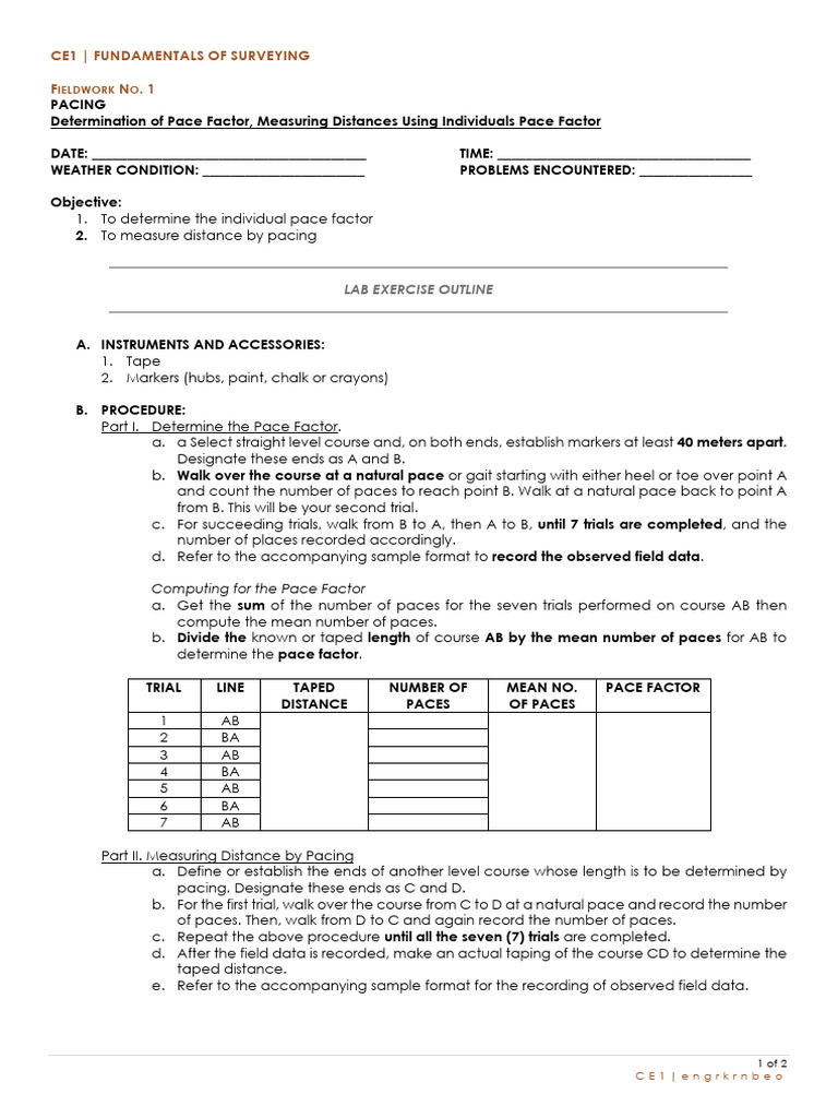 CE1 Lab01 Pacing | PDF