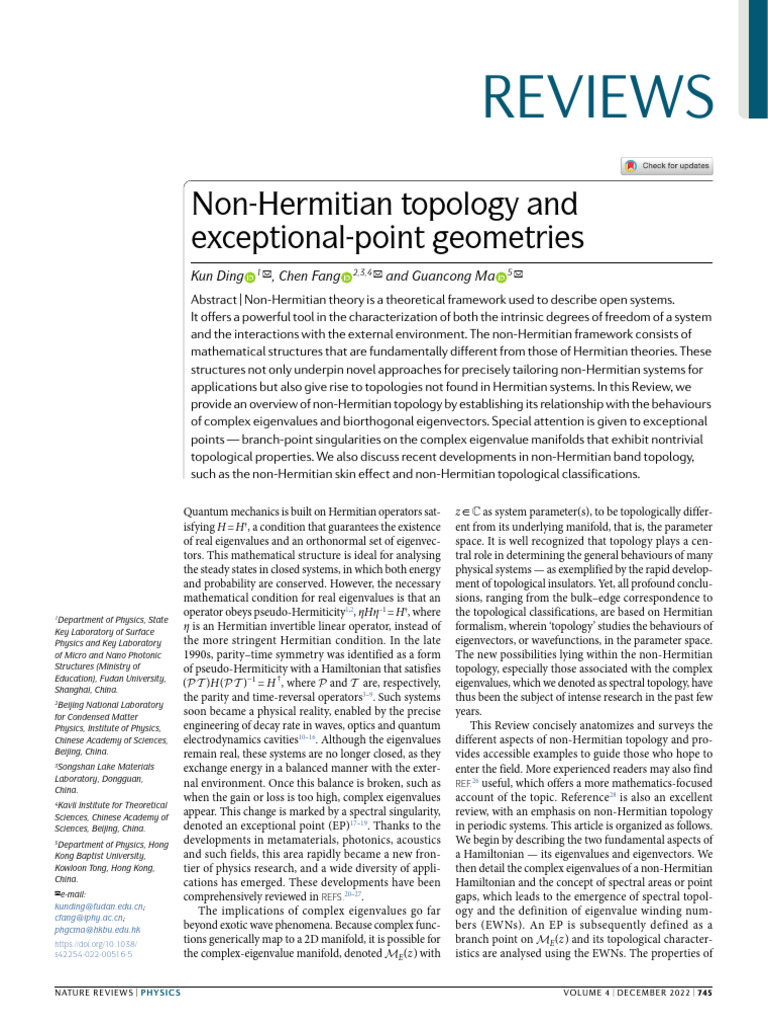 Non-Hermitian Topology and Exceptional-Point Geometries | PDF