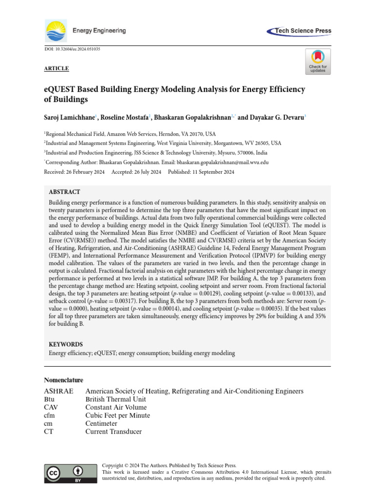 eQUEST Based Building Energy Modeling Analysis For | PDF | Energy ...