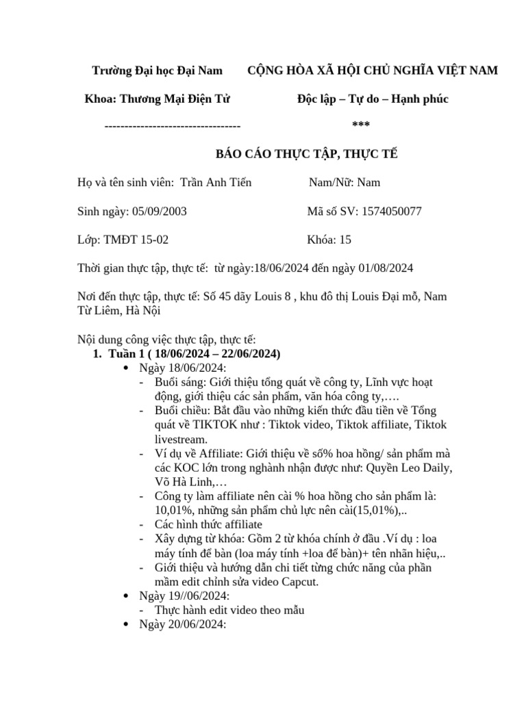 Huong Dan Bao Cao Thuc Tap 310708 | PDF