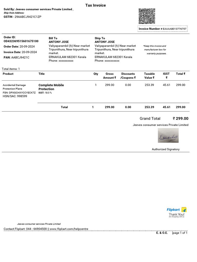 JEEVES Invoice | PDF