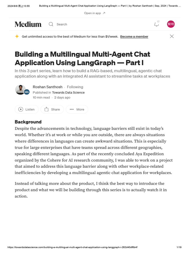Building A Multilingual Multi Agent Chat Application Using Langgraph Part I By Roshan